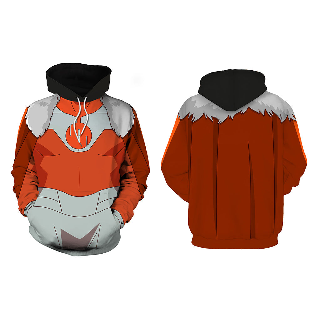 Costume Thragg Invincible(2026) TV Sweat à Capuche Rouge Homme ...