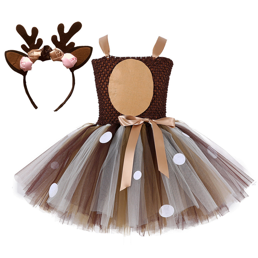 Déguisement Enfant Fille Cerf de Noël Tutu Robe – Déguisement Carnaval